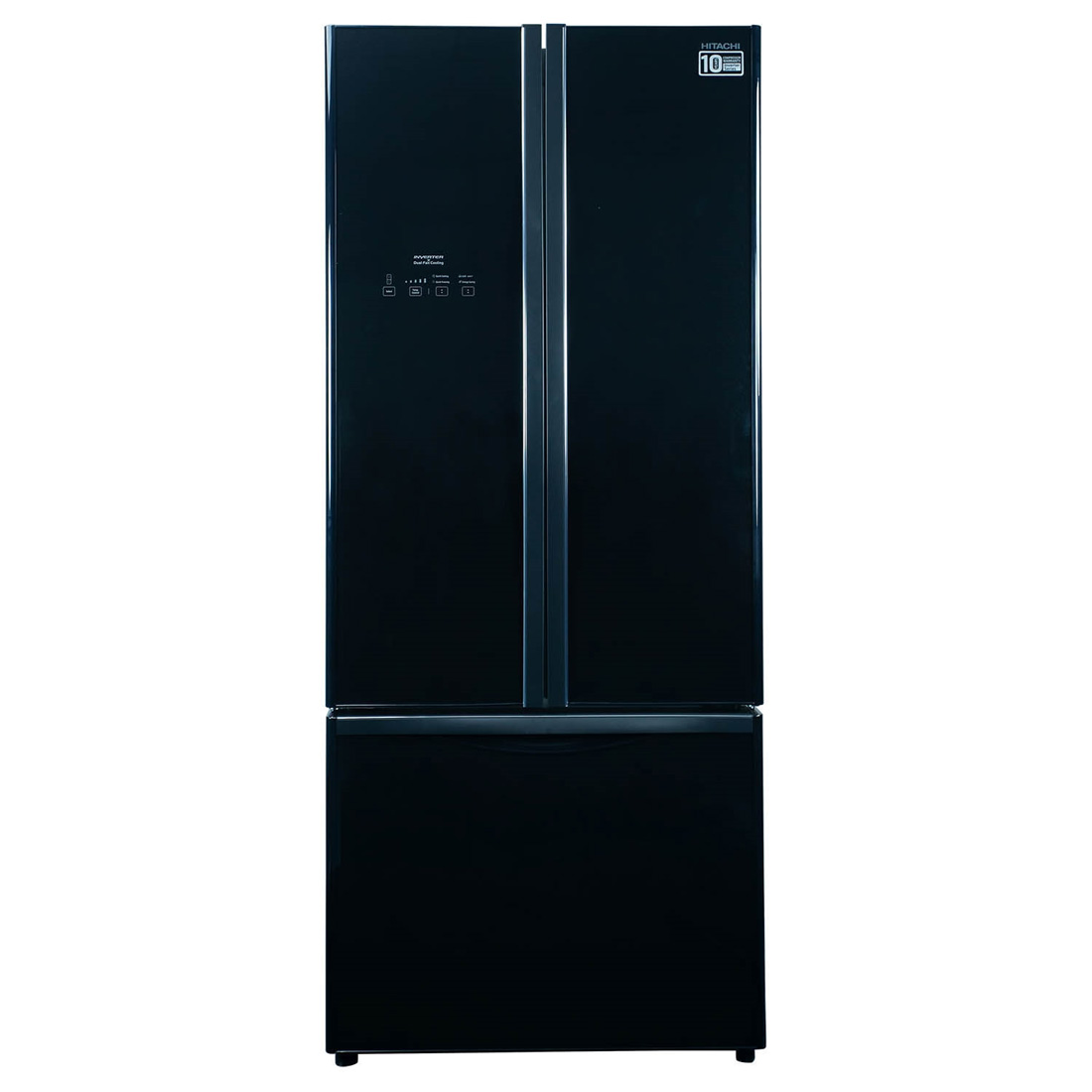Hitachi Inverter Refrigerator RWB570PBGBK - 3 Door French Bottom Fr ...